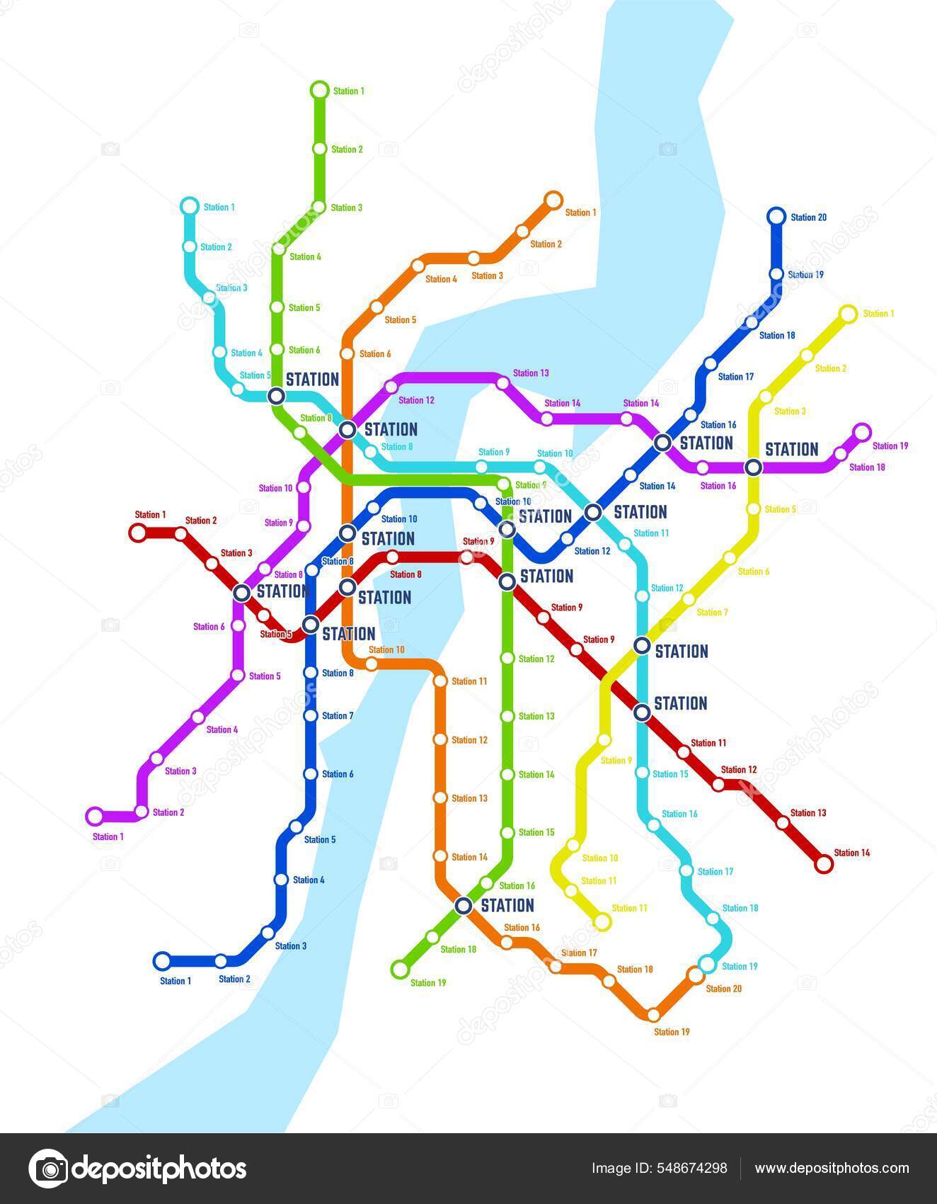 Metro Metro Mapa Vectorial Del Sistema Transporte Subterráneo Plan ...
