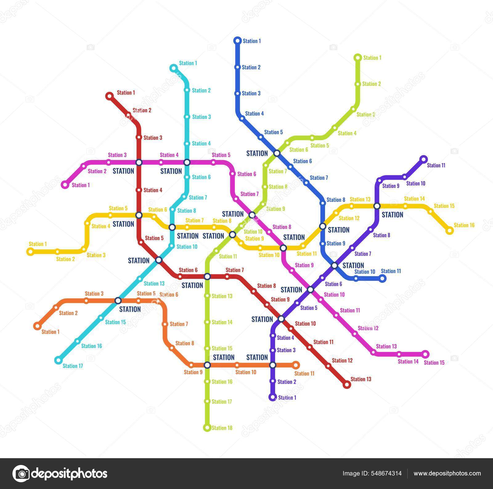 Metro Subway Underground Transport System Vector Map Railway Transport ...