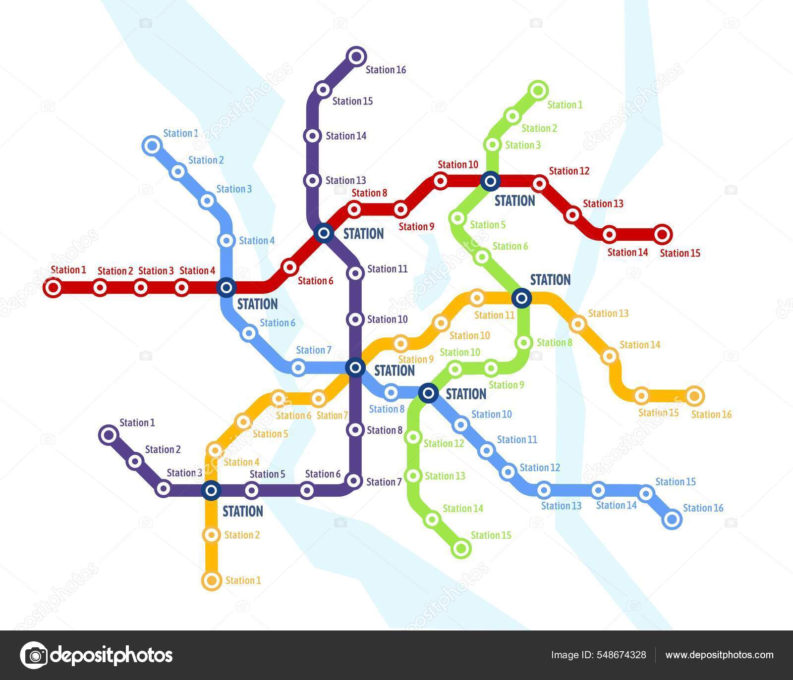 Metro Metro Mapa Vectorial Del Sistema Transporte Subterráneo Plan ...