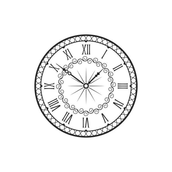 Vintage Clock Face Isolated Monochrome Icon Vector Retro Clocks ...