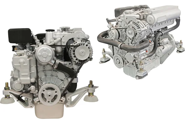 Modern turbo diesel truck engine isolated on white background Stock ...