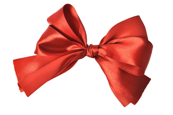 Red satin gift bow. Ribbon. Isolated on white — Stock Photo © Subbotina ...