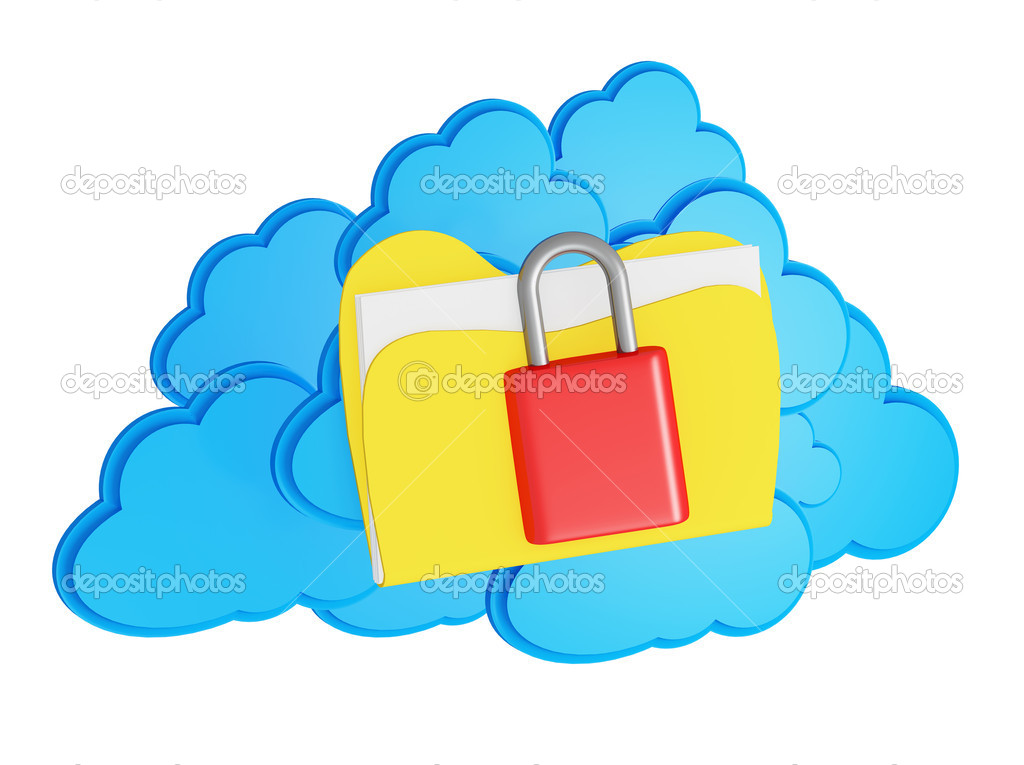 3d cloud computing security concept on a white background Stock ...