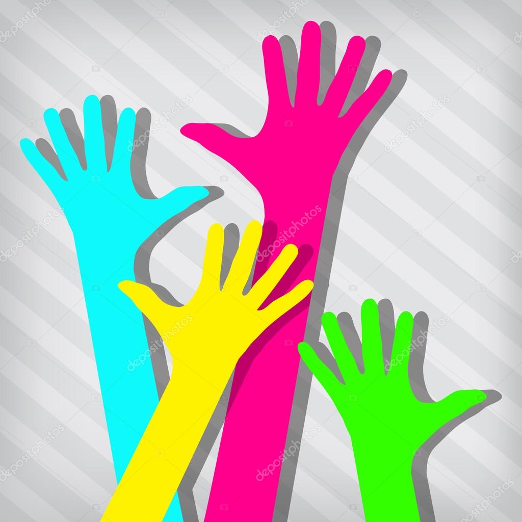Happy hands on a stripped background ⬇ Vector Image by © sommersby ...