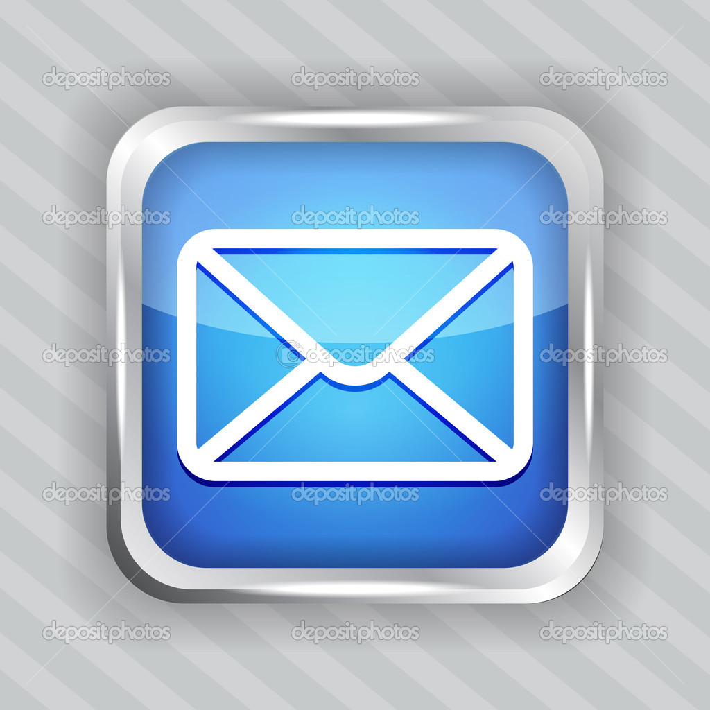 Ícone de botão de e-mail azul no fundo listrado Vetor de stock de ...