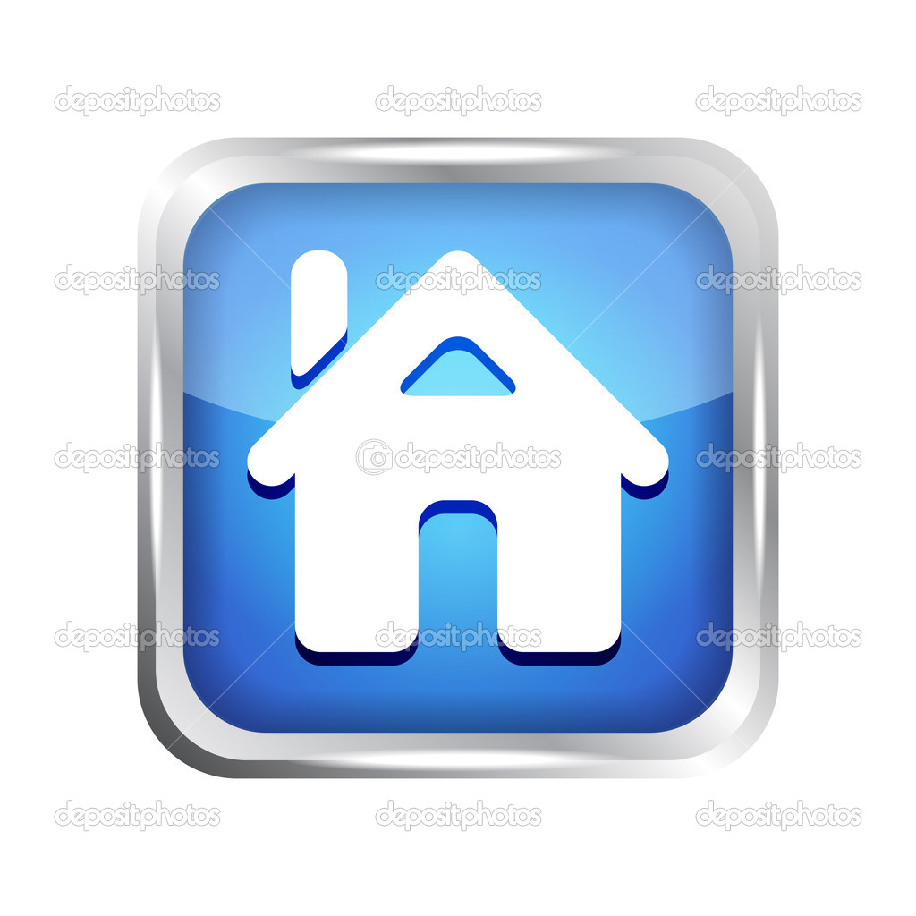 Blue home button icon on a white background — Stock Vector © sommersby ...