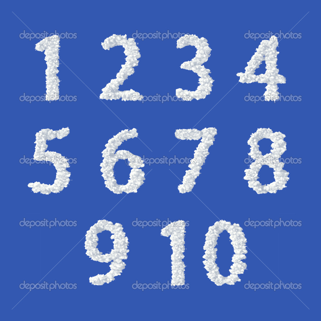 Set of Clouds in shape of numbers — Stock Photo © sommersby #48718769