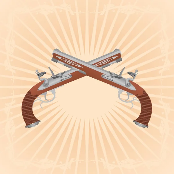 Vintage Crossed Flintlock Pistols Silhouette — Stock Vector ...