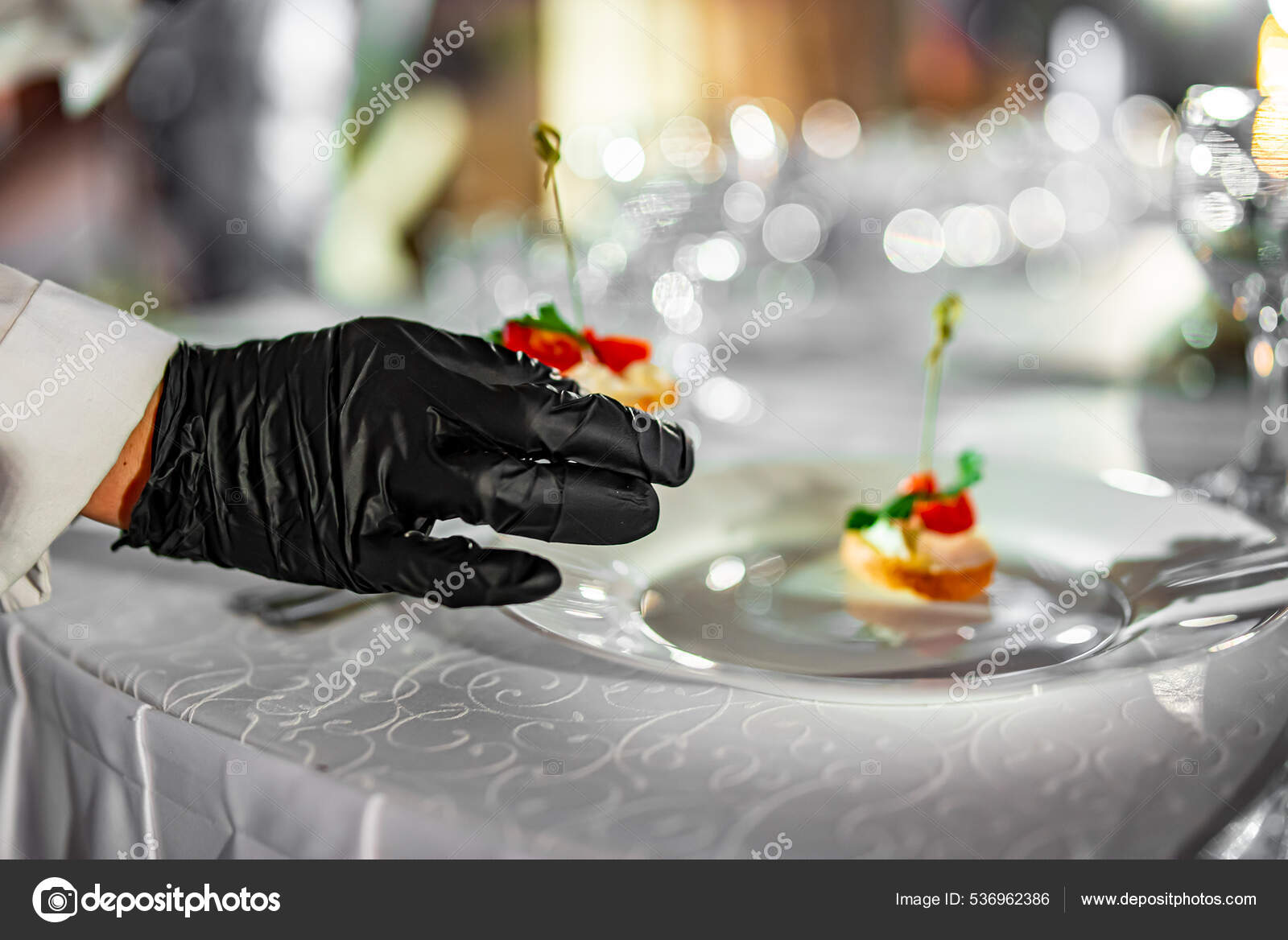 Waiter Hand Holds Canape Restaurant Service Buffet Catering — Stock ...