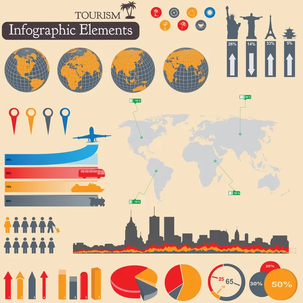 Travel and world tourism Infographic. Vector template with map, icons ...