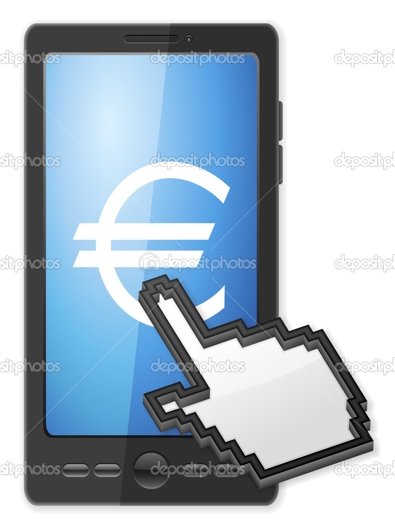 Phone cursor and euro symbol Stock Vector by ©julydfg 24527869