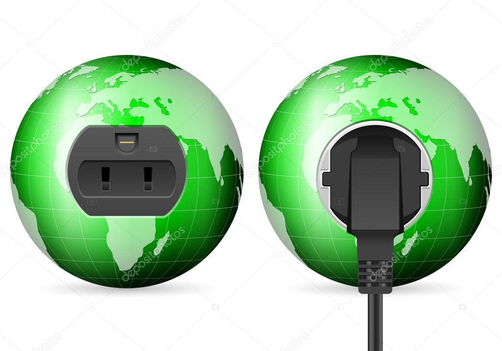 Green world globe outlet socket Stock Vector by ©julydfg 26811507
