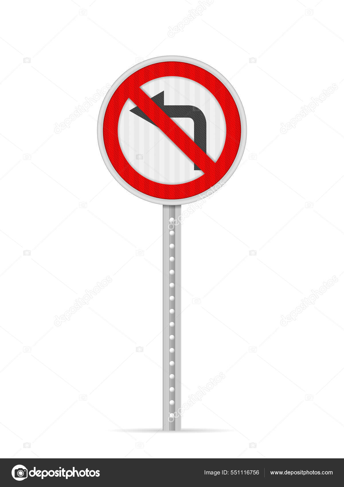 Left Turn Road Sign White Background Vector Illustration Stock Vector ...