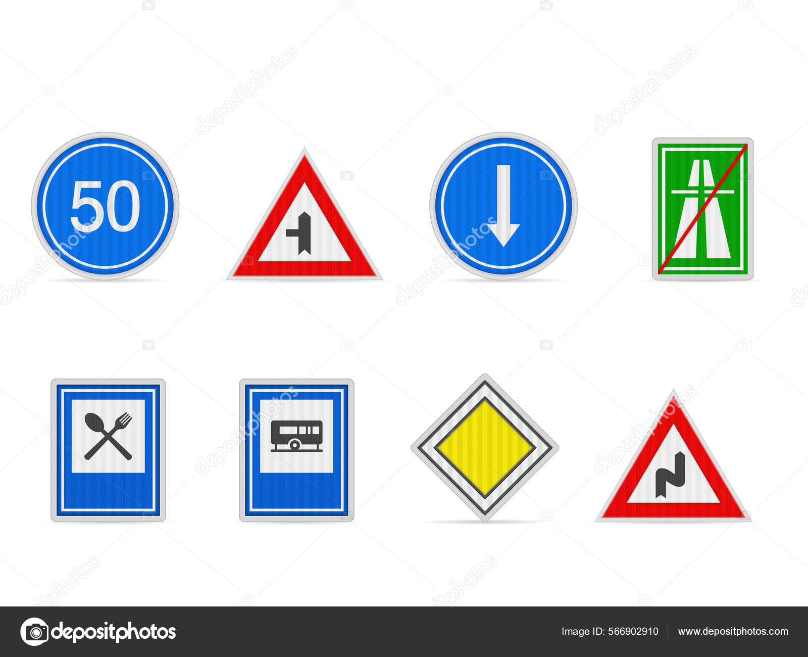 Road Sign Set White Background Vector Illustration Stock Vector by ...