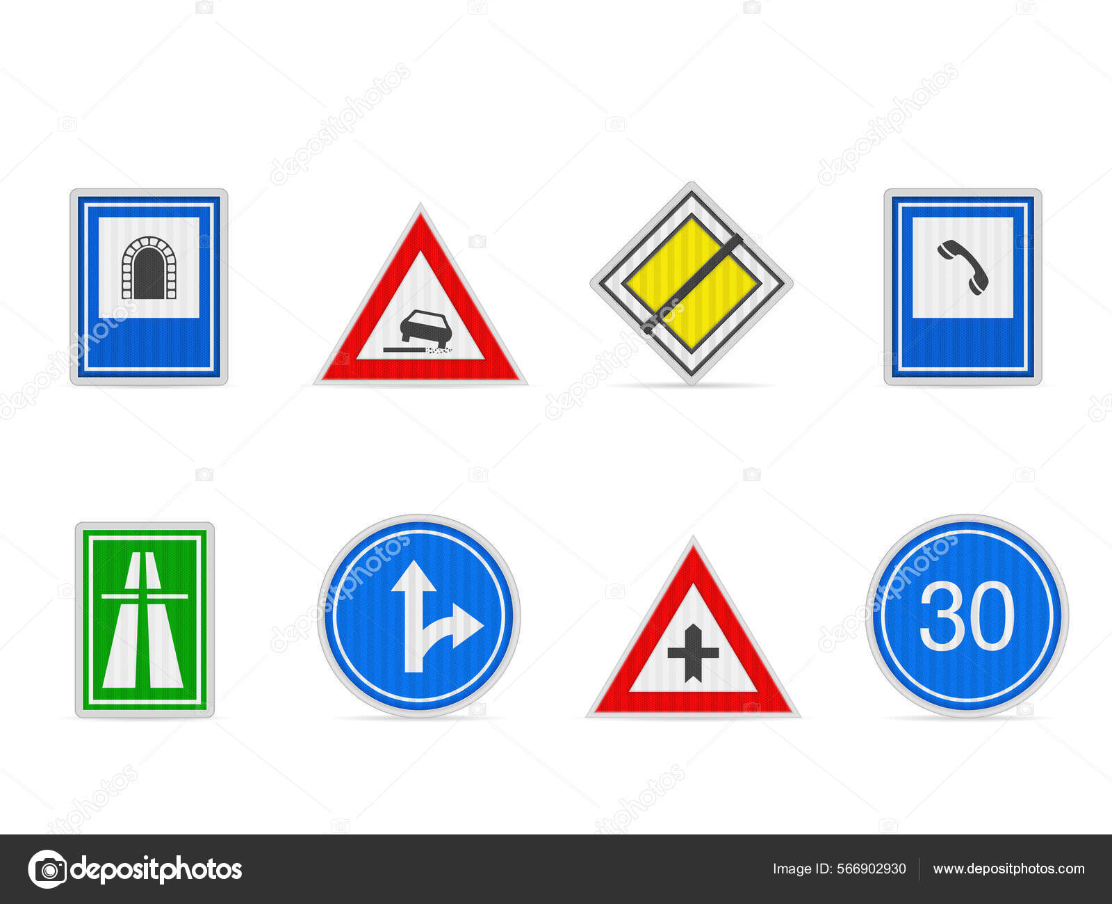 Road Sign Set White Background Vector Illustration Stock Vector by ...