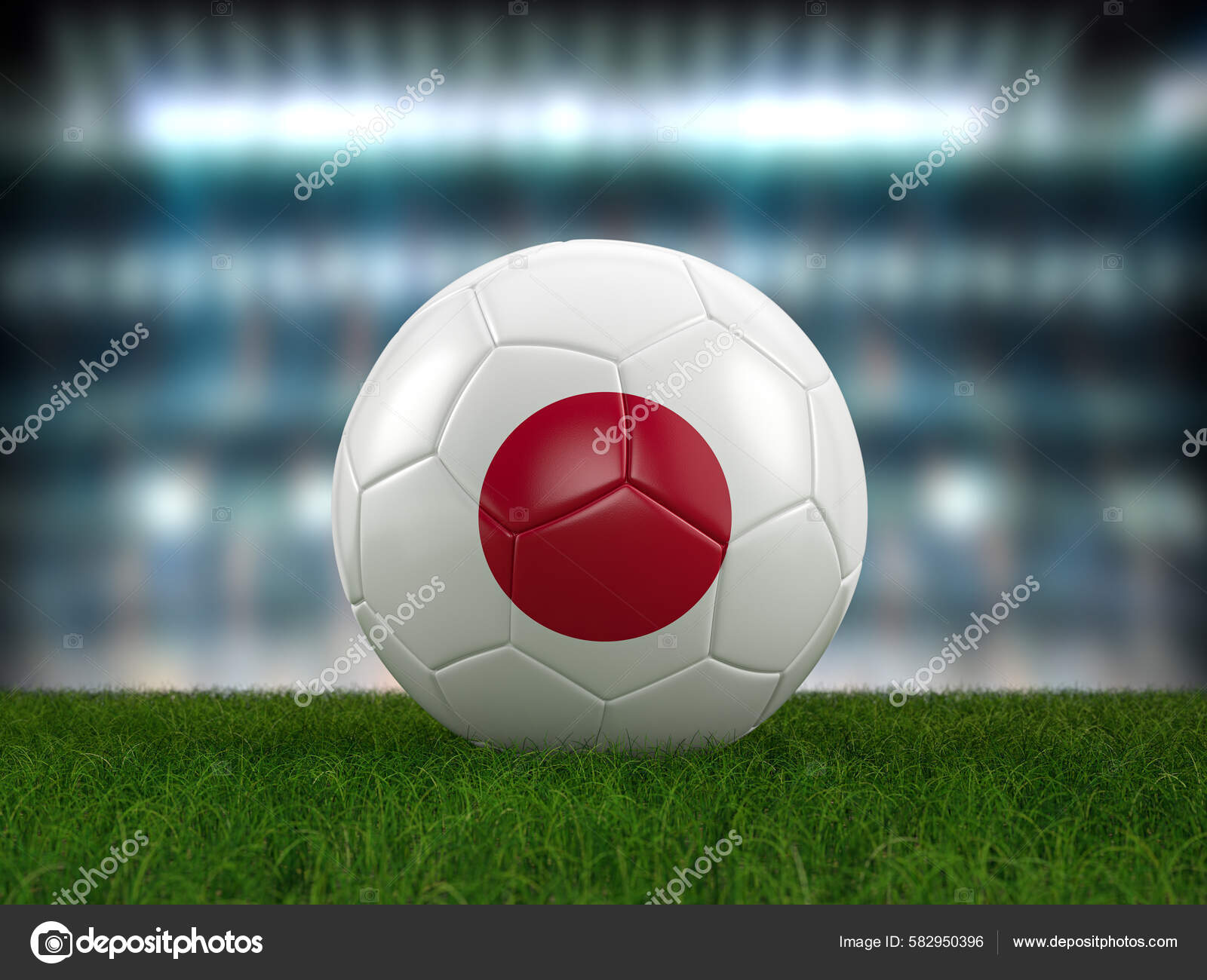 Soccer Ball Japan Flag Soccer Pitch Illustration — Stock Photo ...