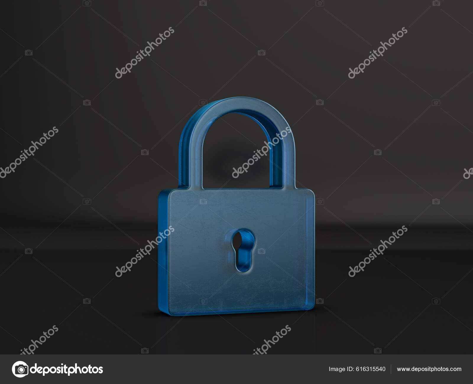 Glass Padlock Symbol Black Background Illustration — Stock Photo ...