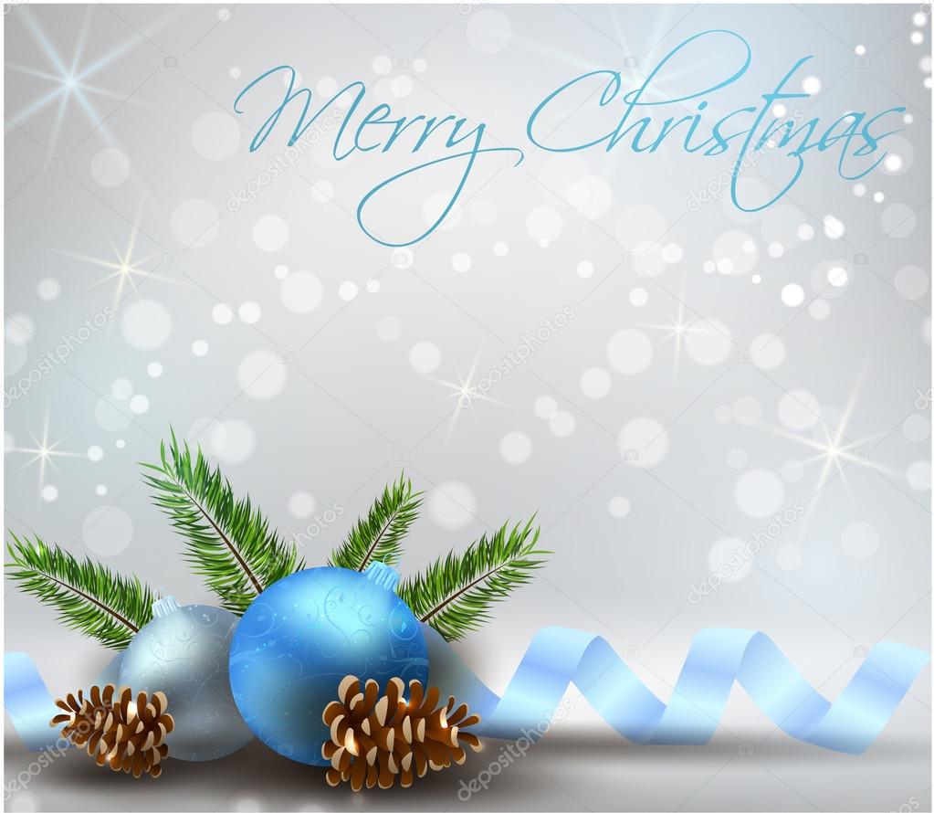 Christmas light background with blue decorations Stock Vector by ...