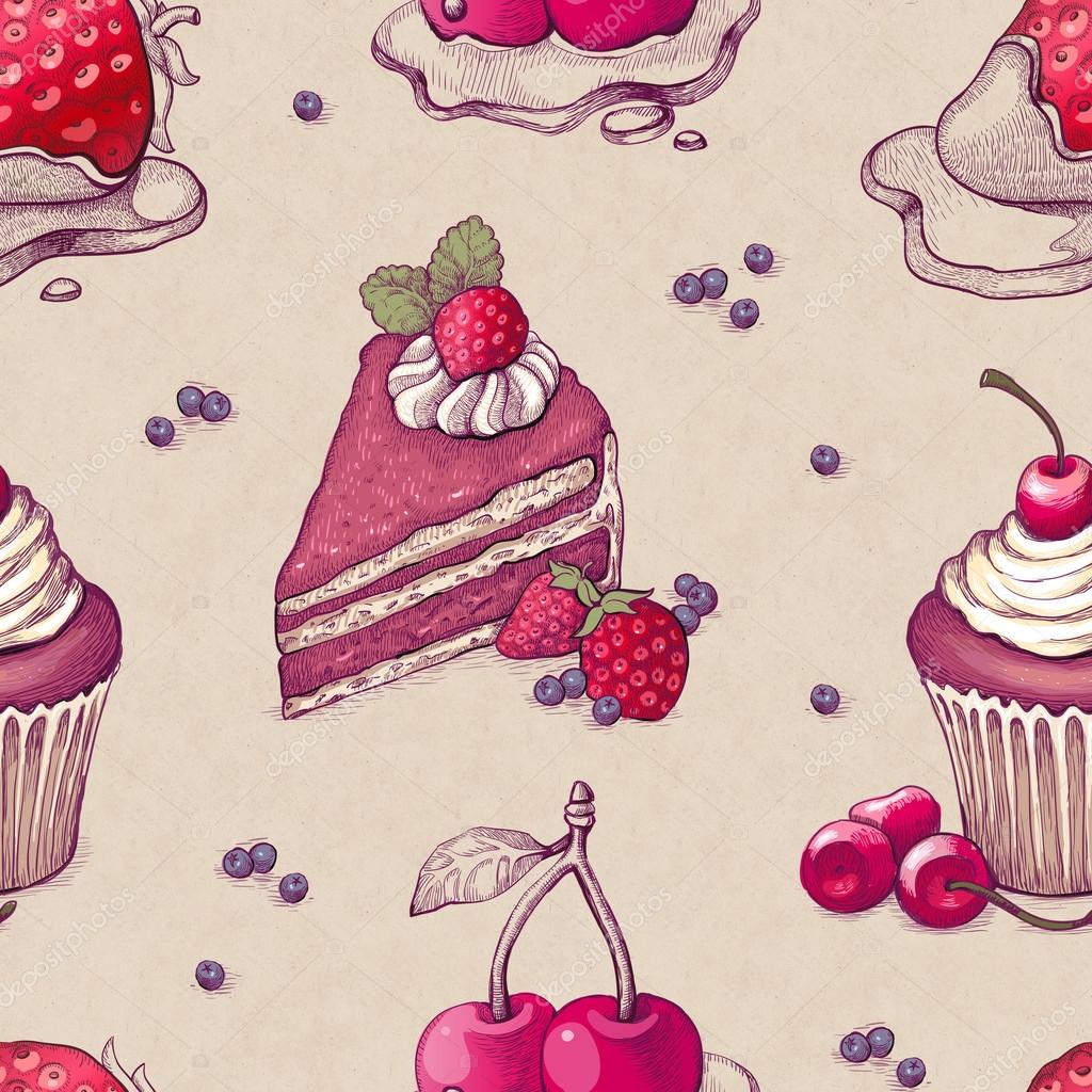 Hand drawn pattern with cake illustrations Stock Photo by ©Sashsmir ...
