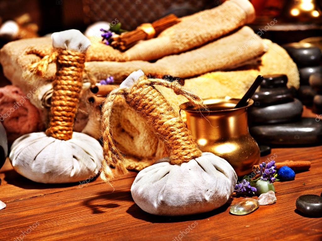 Ayurvedic spa massage still life Stock Photo by ©poznyakov 32946247