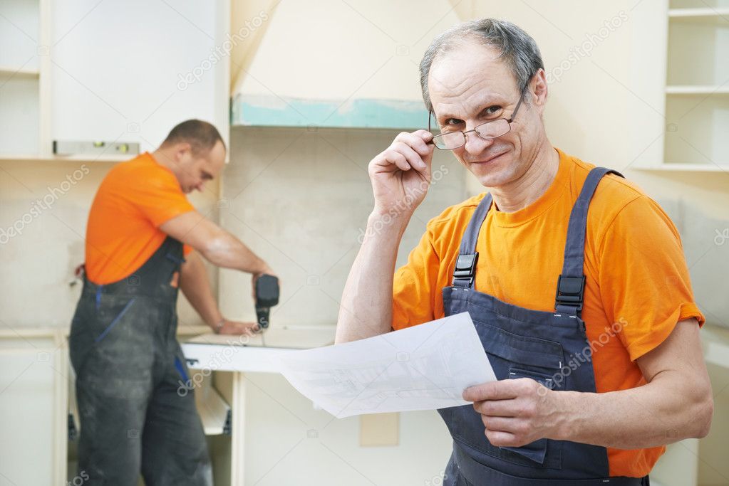 Portrait of kitchen installation worker — Stock Photo © kalinovsky ...
