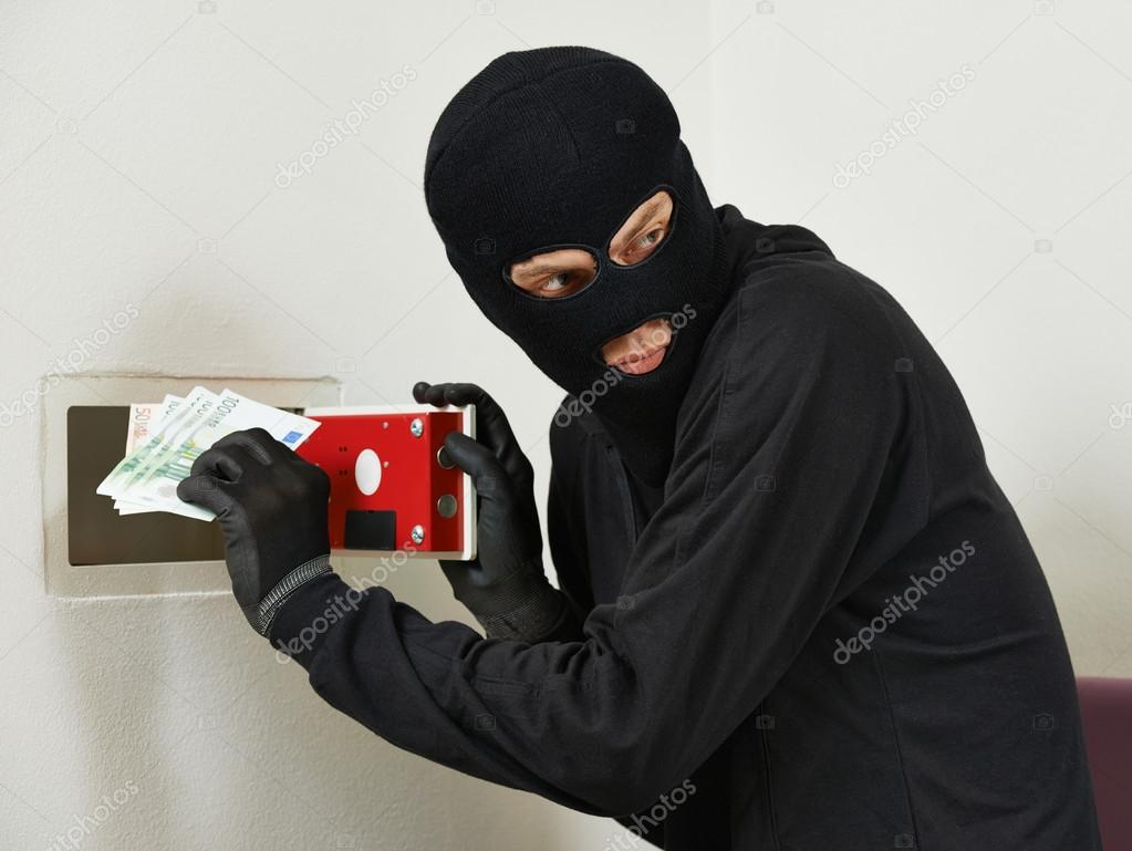 ladrão de ladrão em quebra de segurança de casa — Foto Stock ...