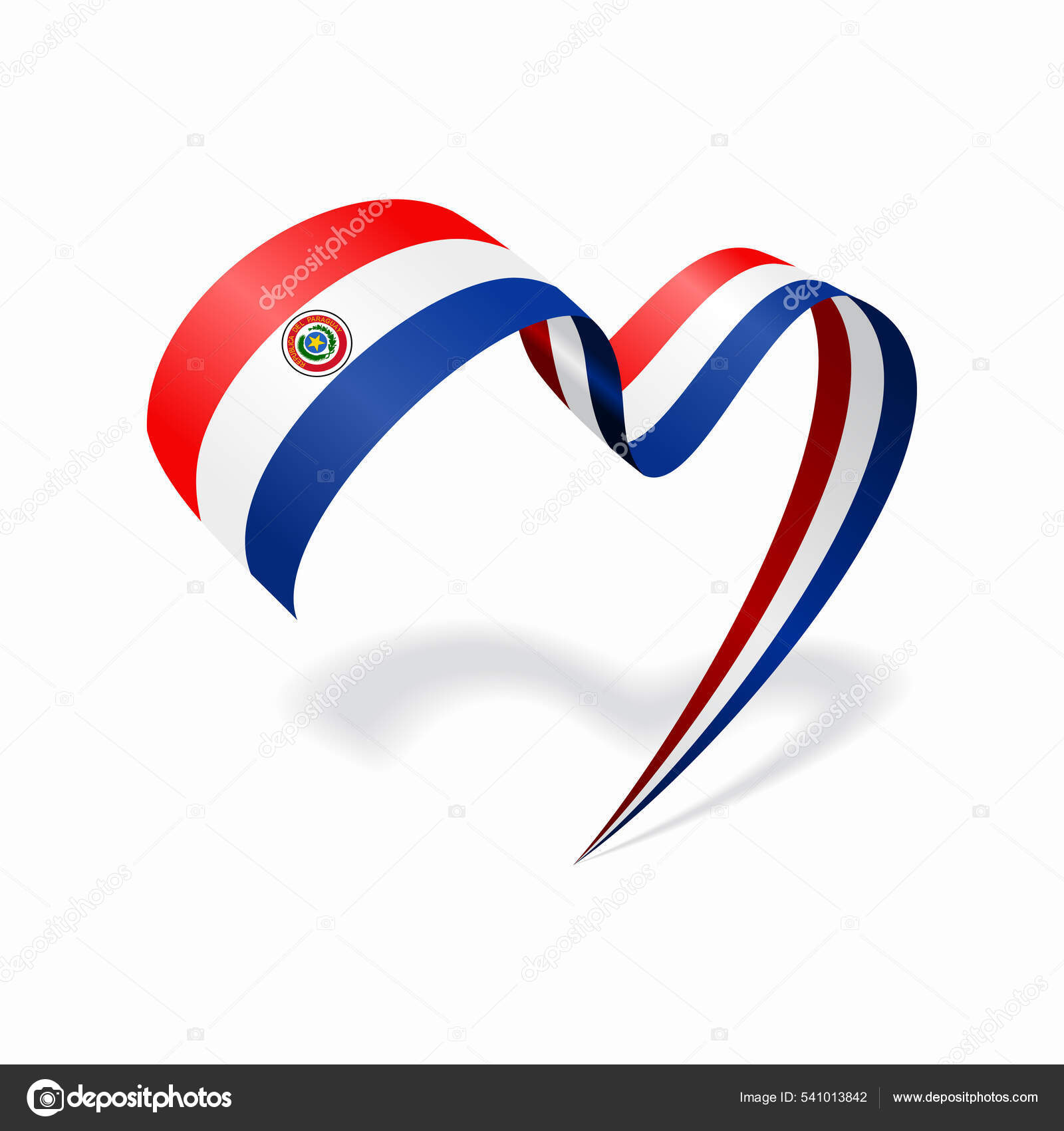 Paraguayan flag heart shaped ribbon. Vector illustration. Stock Vector by ©khvost 541013842