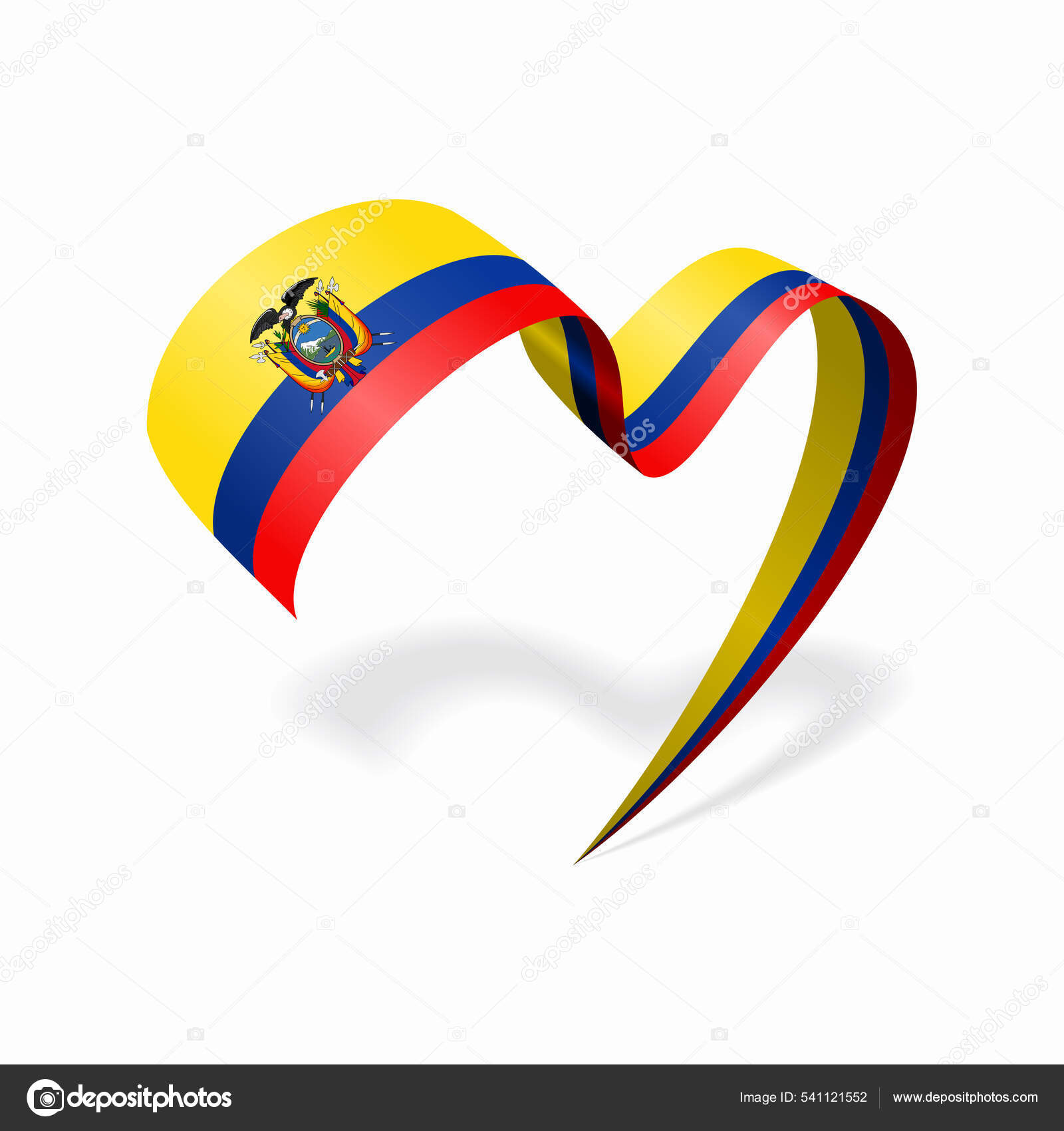 Ecuadorian flag heart shaped ribbon. Vector illustration. Vector de ...