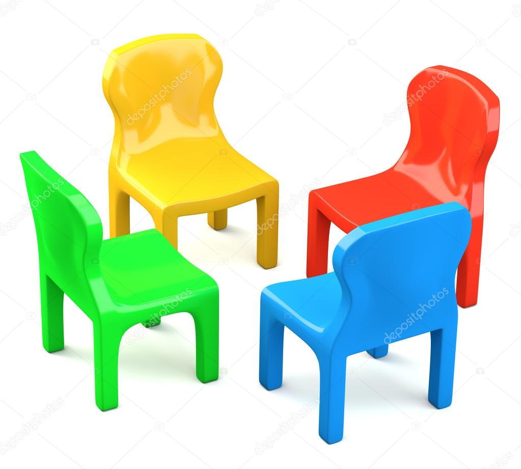 Cuatro sillas de estilo de dibujos animados de color — Foto de stock ...