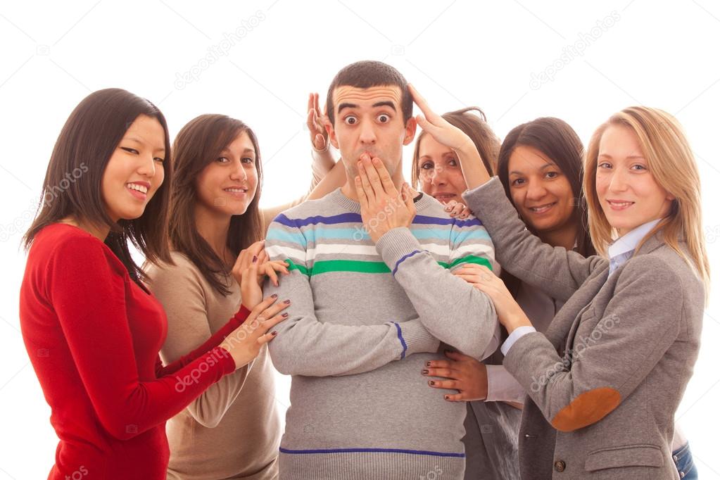 Young Handsome Man with Many Girls Around Stock Photo by ©william87 ...