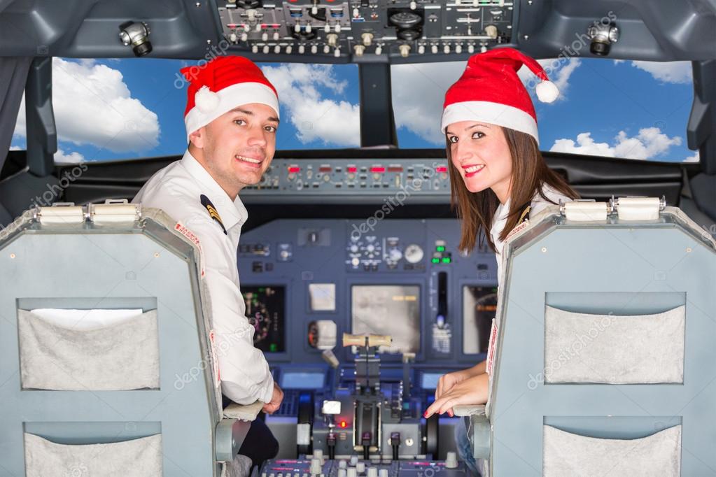 Pilots in the Cockpit with Santa Hat Stock Photo by ©william87 34880101
