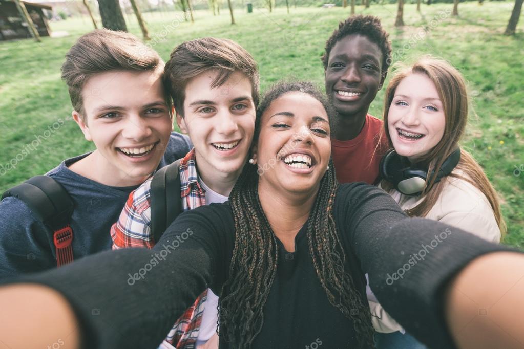 Group of Multiethnic Teenagers Taking a Selfie Stock Photo by ... Group of Multiethnic Teenagers Taking a Selfie Stock Photo by ...