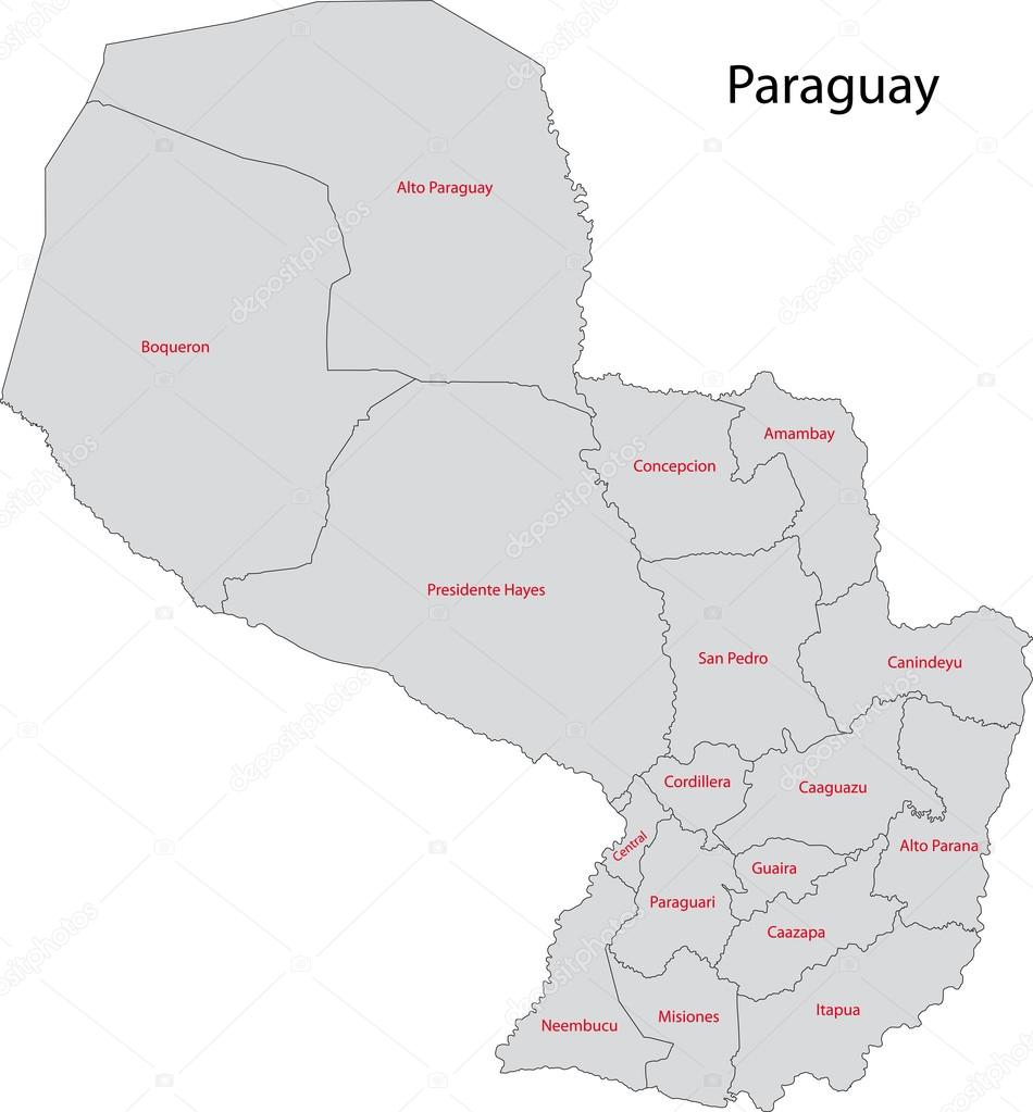 Gray Paraguay mapa Vector de stock #32473667 de ©Volina