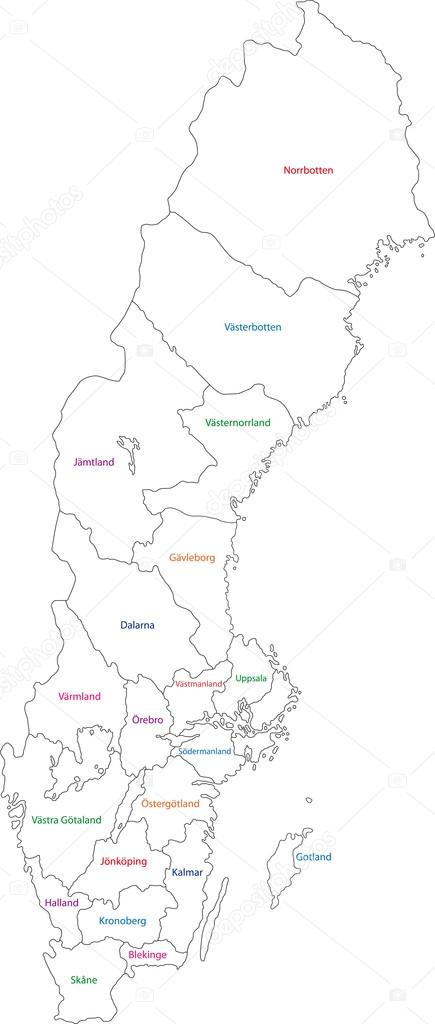 Beskriva Sverige karta — Stock Vektor © Volina #32497365