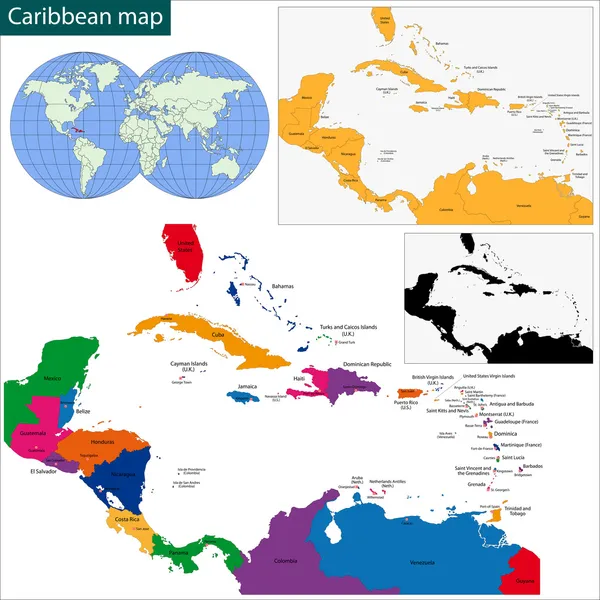Caribbean map vector Vector Art Stock Images | Depositphotos