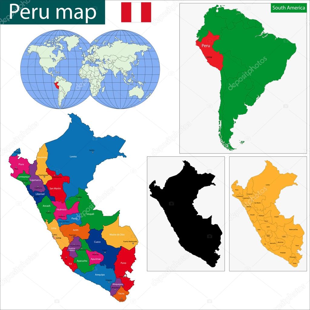 Perú Mapa Vector de stock por ©Volina 46174381