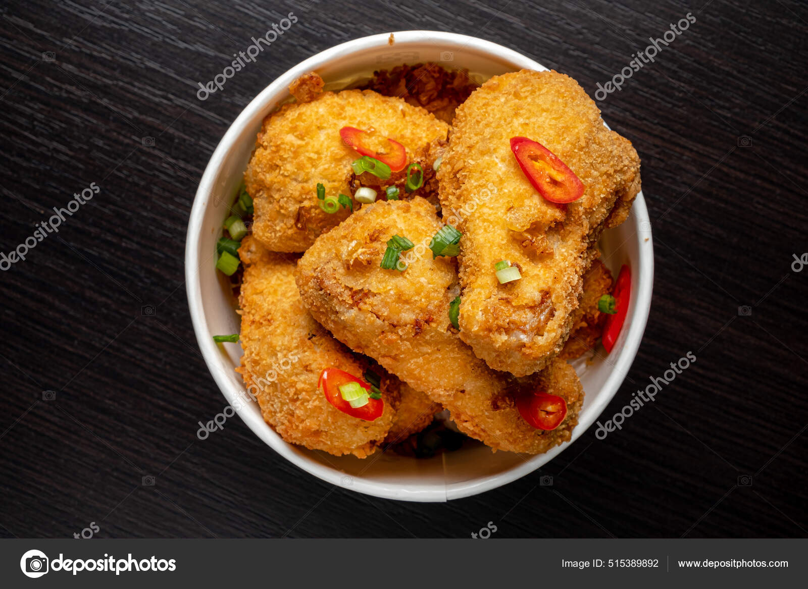 Portion Fried Chicken Nuggets Fresh Vegetables — Stock Photo © Shebeko ...