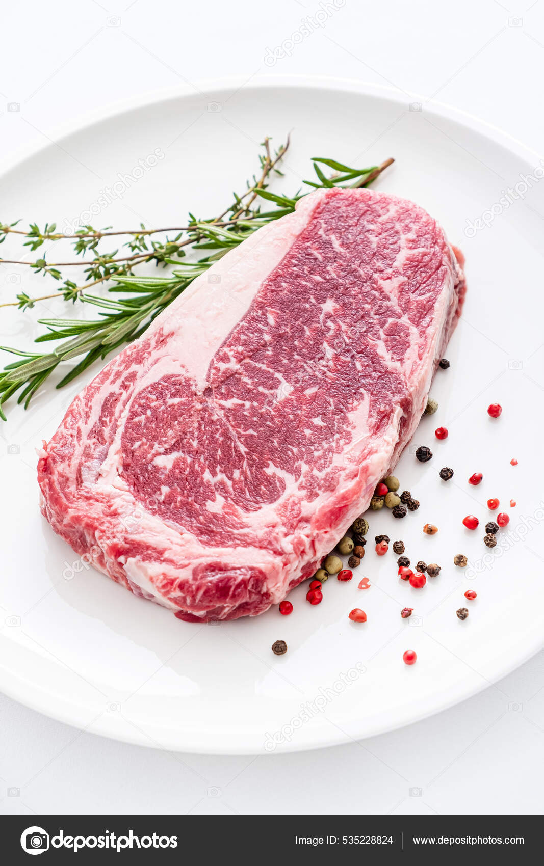 Close Beef Rib Eye Steak Isolated White Stock Photo by ©Shebeko 535228824