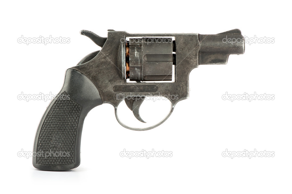 Black revolver gun isolated on white background Stock Photo by ©spaxiax ...