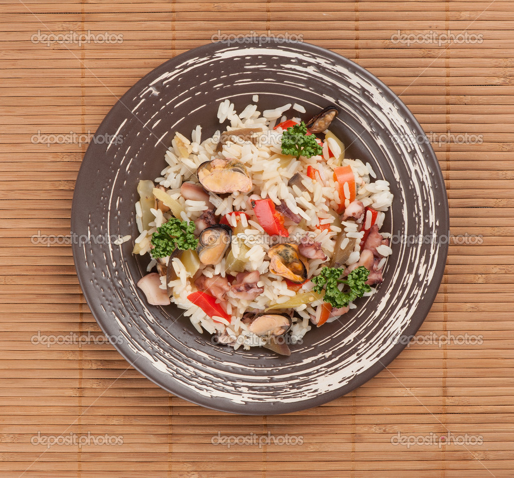 Rice with Seafood and vegetables Stock Photo by ©spaxiax 43744757