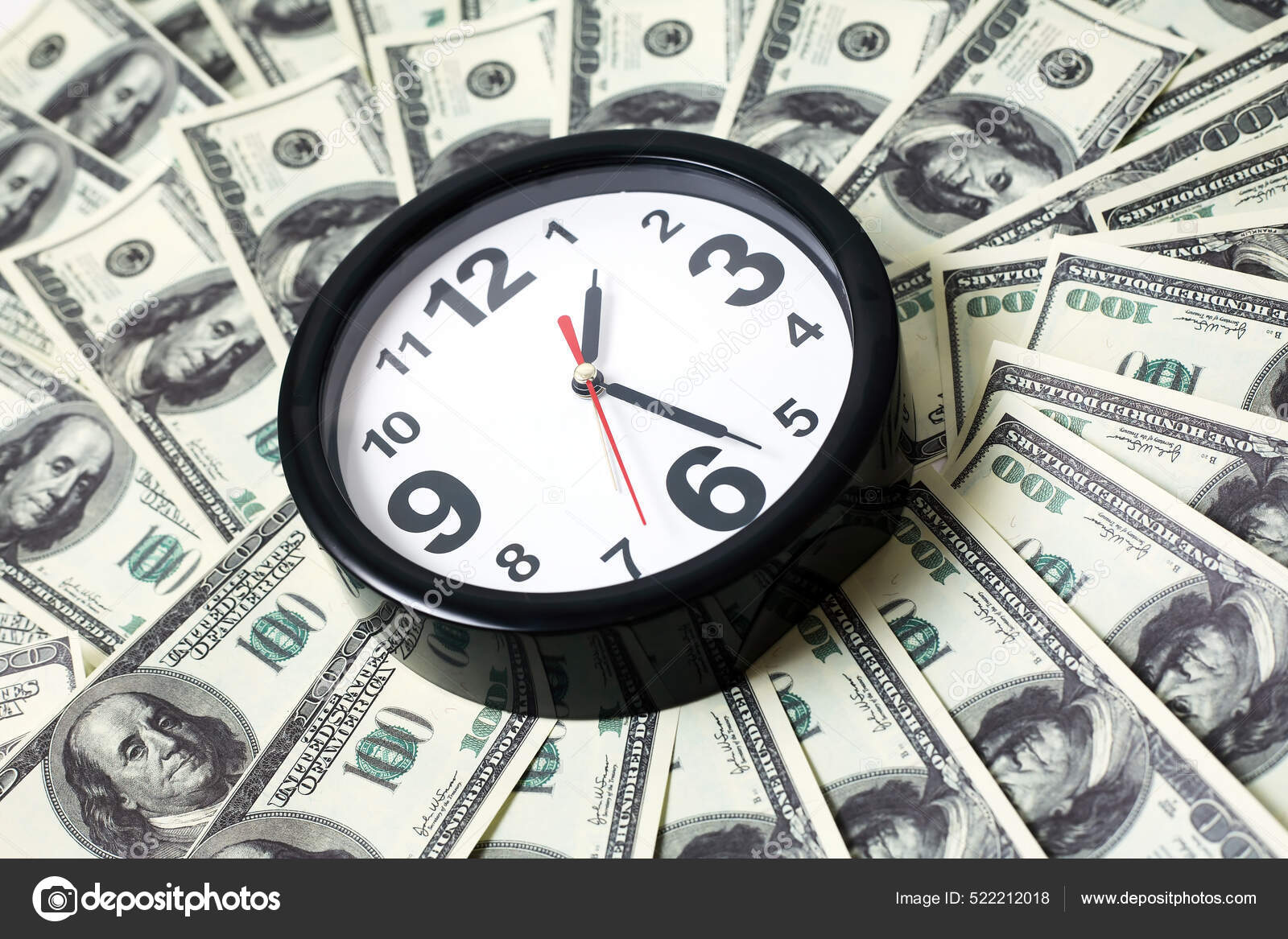 Time Money Modern Alarm Clock Usa Cash Background Stock Photo by ...