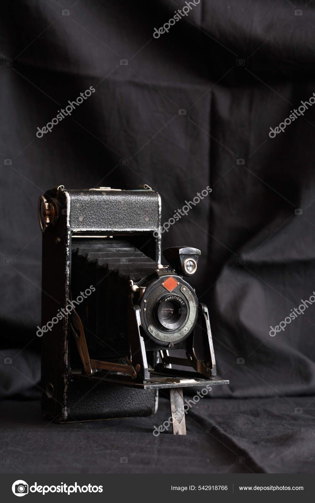 Very Old Photo Camera Nice Dark Cloth Background Stock Photo by ...