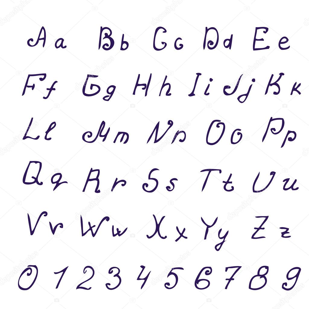Handwritten ink alphabet — Stock Vector © Oksana #13349183