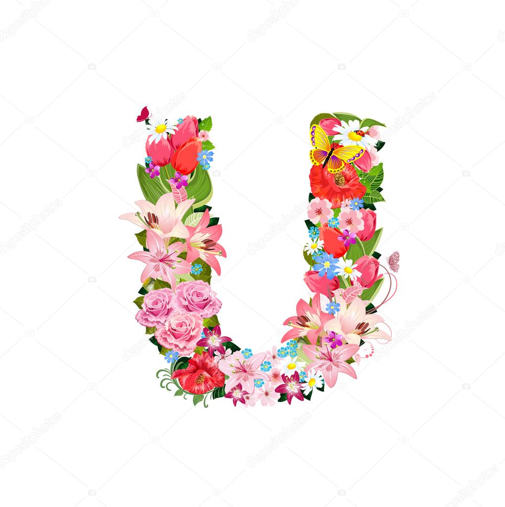 Romantic letter of beautiful flowers U ⬇ Vector Image by © Oksana ...