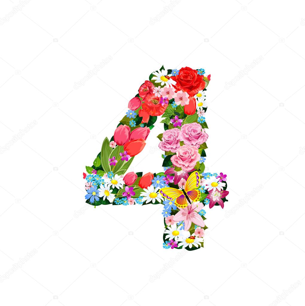Romantic number of beautiful flowers 4 — Stock Vector © Oksana #27413267