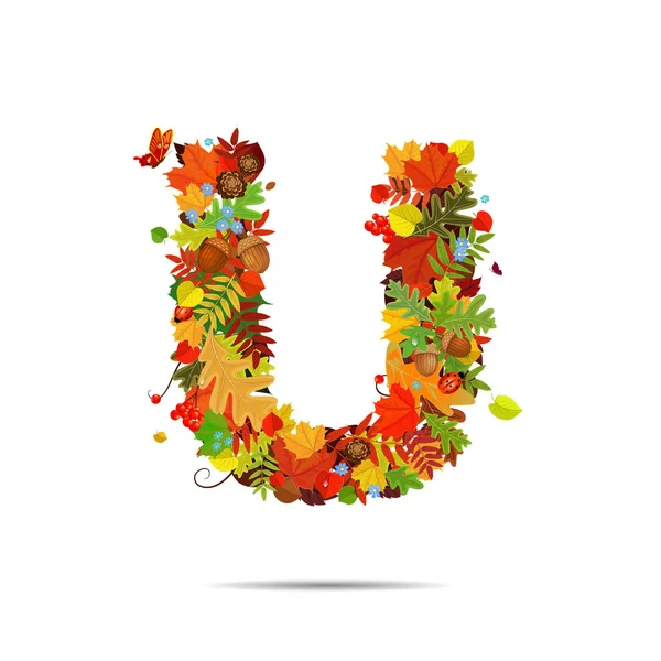 Letter from autumn colorful leaves E — Stock Vector © Oksana #38281013