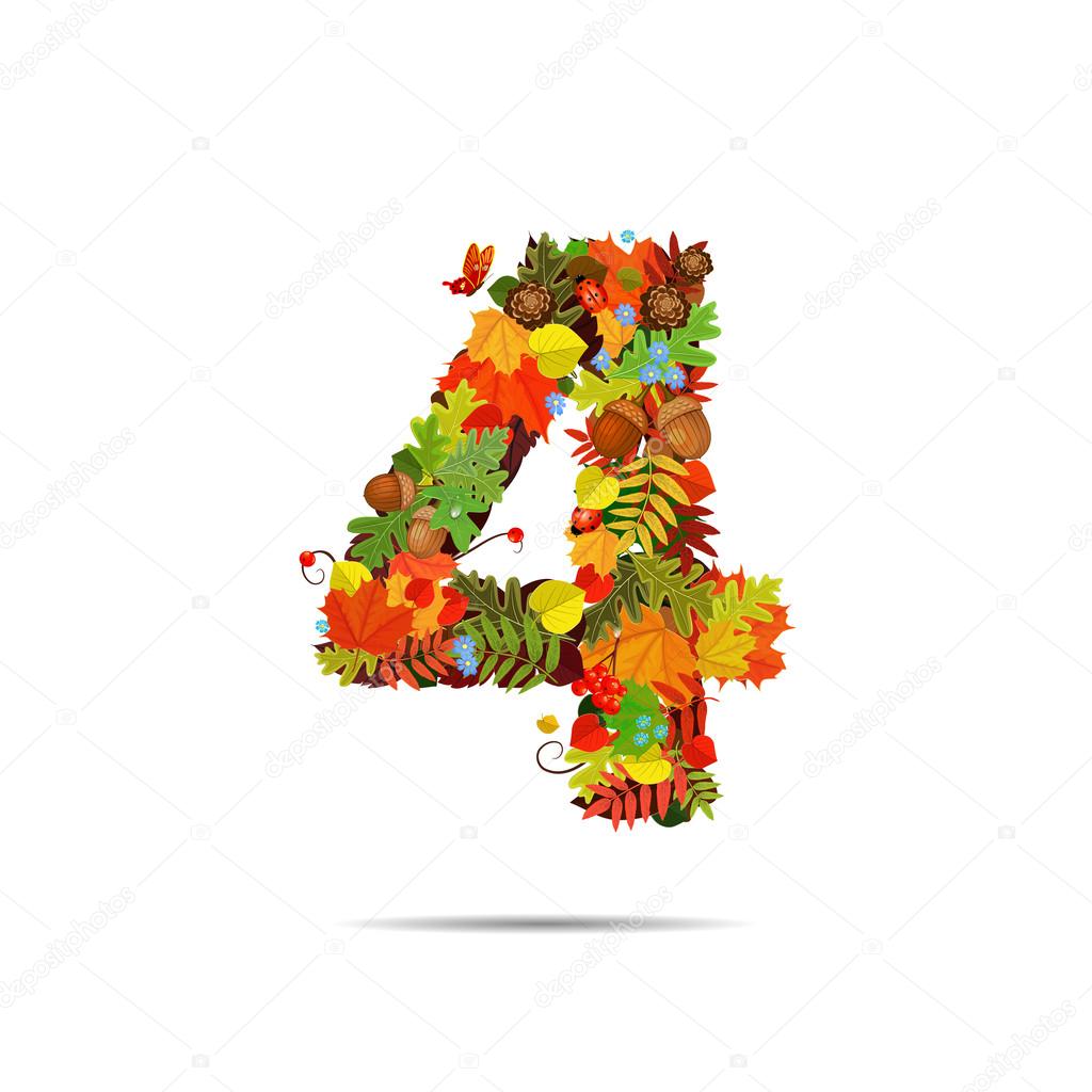 Number from autumn colorful leaves 4 — Stock Vector © Oksana #38281131