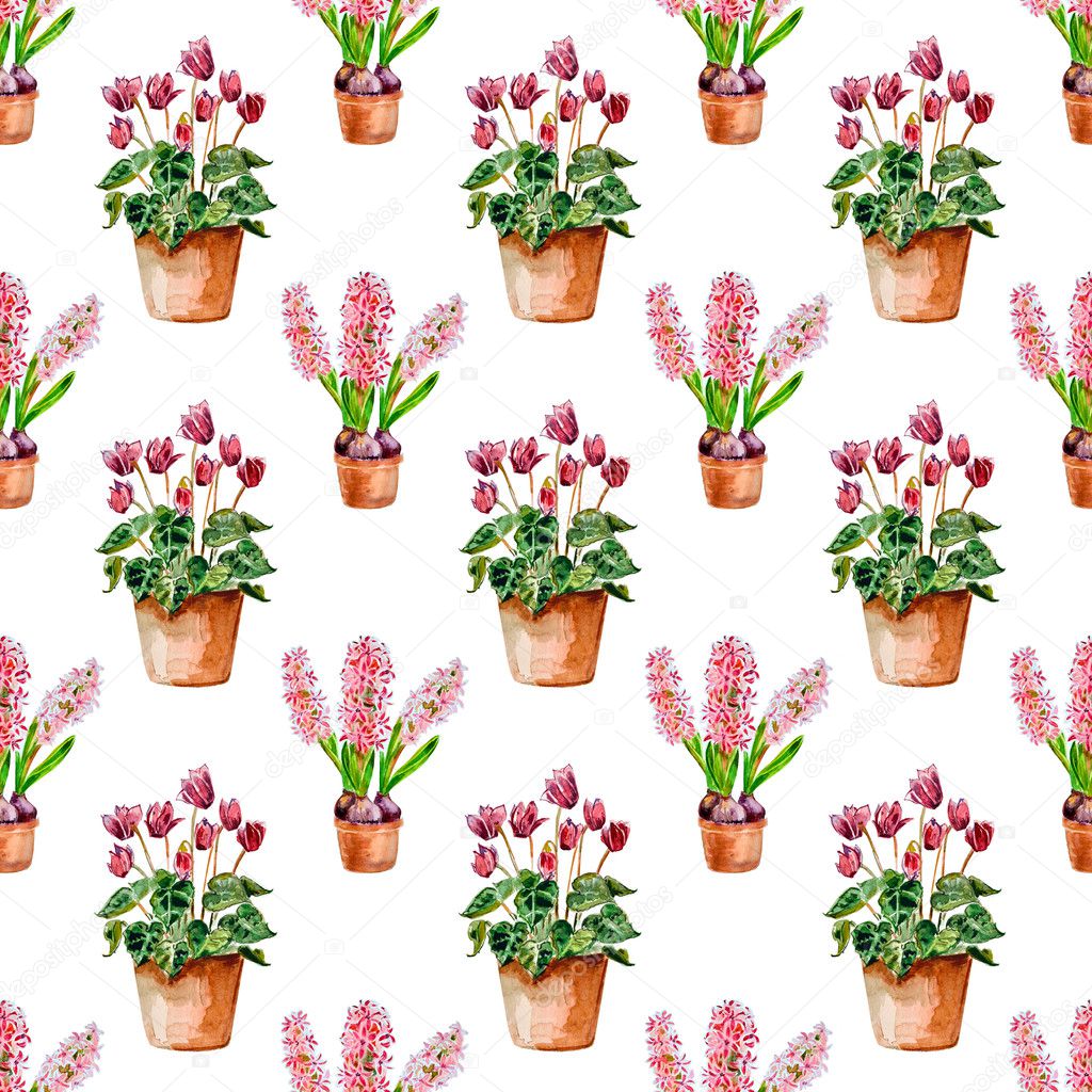 Seamless texture with flowers home. watercolor — Stock Photo © Oksana ...