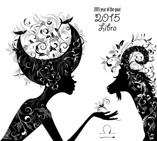 2015 year of goat and libra — Stock Vector © Oksana #50555675