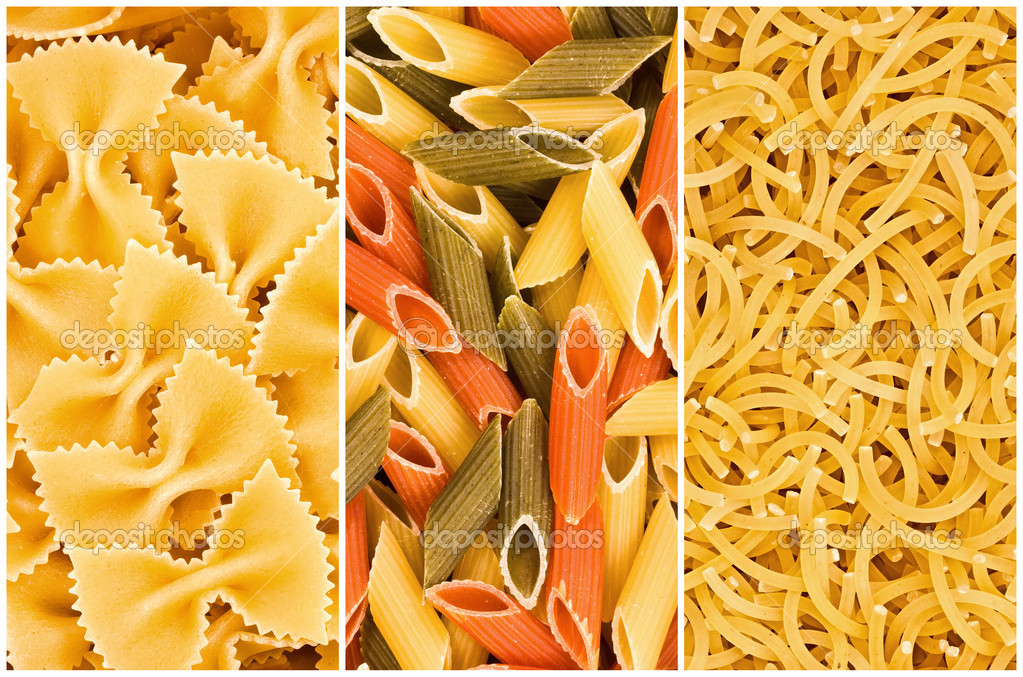 Different kinds of pasta, collage Stock Photo by ©irogova 27850525